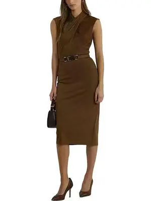 Ralph Lauren Belted Midi Dress - Brown