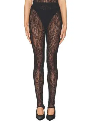 Wardrobe.NYC Lace Stirrup Legging - Black