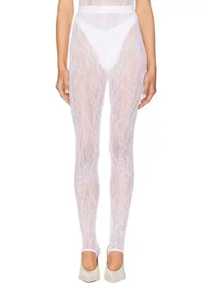 Wardrobe.NYC Lace Stirrup Legging - White