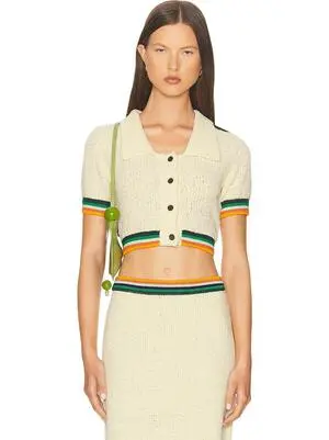 Christopher John Rogers Cropped Polo Top - Buttermilk