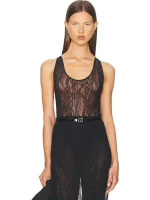 Wardrobe.NYC Lace Tank Bodysuit - Black