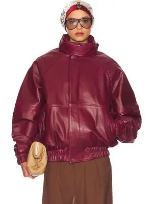 HELSA Oversized Leather Bomber - Oxblood
