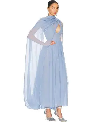 HELSA The Sabine Silk Chiffon Dress - Hydrangea Blue