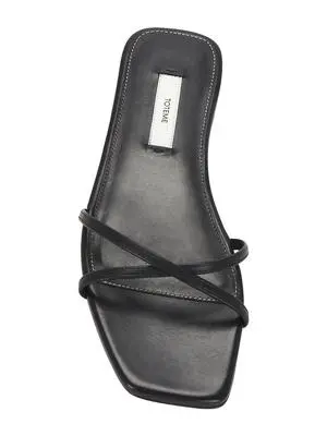 TOTEME Leather Crossover Slide - Black