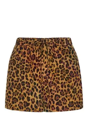 VALENTINO Animalier Crepe De Chine Shorts