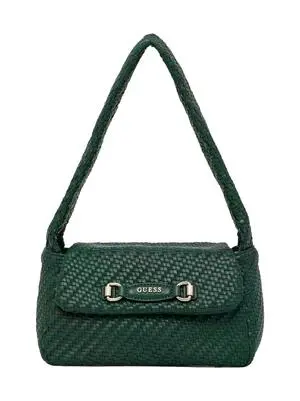 Guess Woven Leather Shoulder Bag - Green