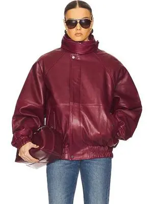 HELSA Oversized Leather Bomber - Oxblood