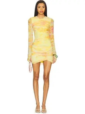 AFRM Mirza Mini Dress - Acid Yellow Marble