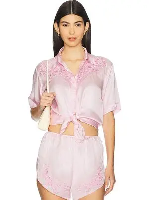 SWF Embroidered Short Sleeve Shirt - Rose Quartz
