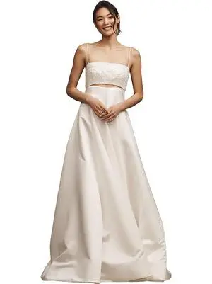 Costarellos Cornilia Strapless Beaded Cut-out Gown - Ivory