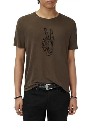 John Varvatos Peace Linen Blend T-shirt - Teakwood