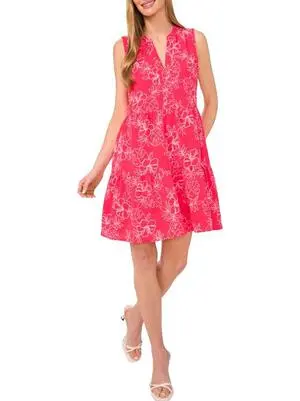 CECE DUPRAZ Floral Print Sleeveless Mini Dress - Magenta