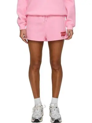 Princess Polly Cotton Blend Drawstring Sweat Shorts - Pink / Red