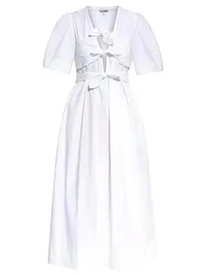 GANNI Poplin Midi Dress - White