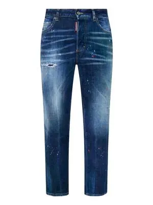Dsquared2 Logo-patch Distressed Jeans - Blue