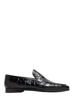 Magnanni Crocodile-embossed Loafers - Black
