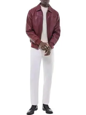 FURSAC Leather Zip-Up Jacket Red