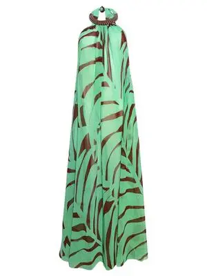 Johanna Ortiz Abstract-print Halterneck Midi Dress - Green