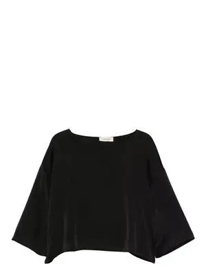MOUTAKI Satin T-shirt - Black