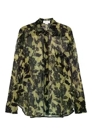 Victoria Beckham Silk Floral Shirt - Green