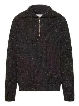 MAISON MARGIELA Zip-neck Textured Knit Sweater - Grey