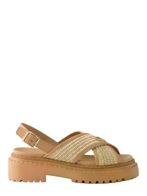 Prada Cross-strap Platform Sandals - Neutrals