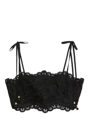 Zimmermann Rhiannon Embroidered Crop Top - Black