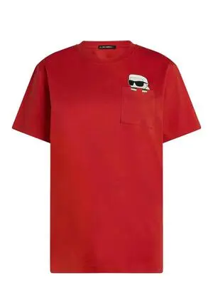 Karl Lagerfeld Ikon Rhinestone T-Shirt Red