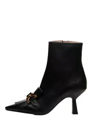 POCHE PARIS Fringe-detailed Ankle Boots - Black