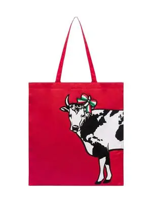 Moschino Cow-motif Tote Bag - Red