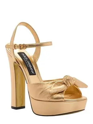 Dolce & Gabbana Metallic Knot Platform Sandals - Gold