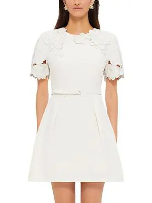 LEO LIN Aurelie Applique Mini Dress - Cream