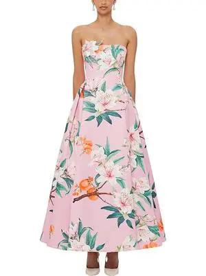 LEO LIN Nora Bustier Maxi Dress - Lavish Print In Pink