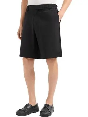 Emporio Armani Technical Nylon Blend Seersucker Bermuda Shorts - Solid Black