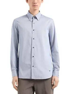 Emporio Armani Striped Regular Fit Button Down Shirt - Blue