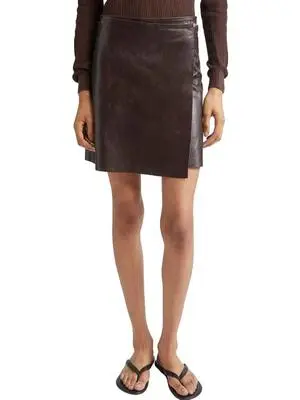 Paloma Wool Sandi Leather Wrap Skirt - Brown