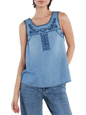 BILLY T Embroidered Tank - Denim