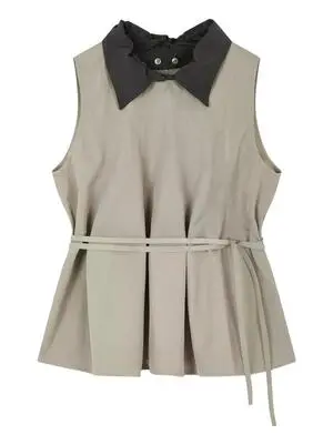 STUDIO TOMBOY Pleated Sleeveless Blouse - Neutrals