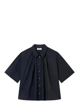 STUDIO TOMBOY Gathered Short-sleeve Shirt - Blue