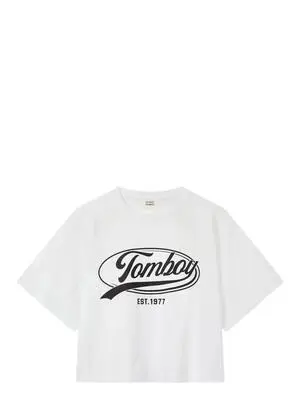 STUDIO TOMBOY Logo-graphic Cropped T-shirt - White