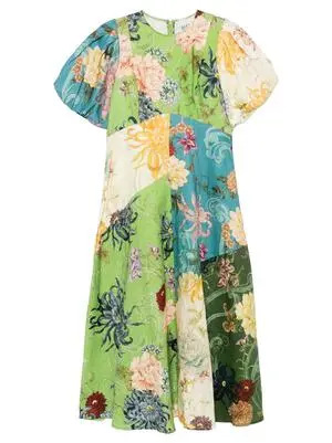 ALEMAIS Avery Floral Print Midi Dress - Green