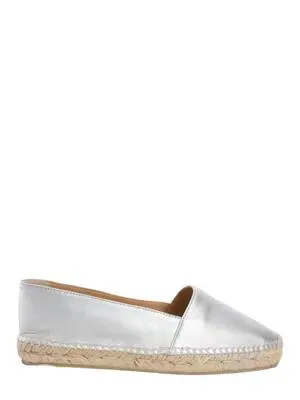 CastaÑer Kenda Metallic Leather Espadrilles - Silver