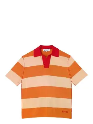 Sunnei Striped Short-sleeve Polo Shirt - Orange
