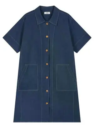 STUDIO TOMBOY Denim Button-up Midi Shirt Dress - Blue