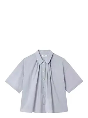STUDIO TOMBOY Pleated Short-sleeve Shirt - Blue