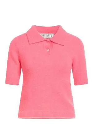 SHIRTAPORTER Knitted Polo Collar Top - Red