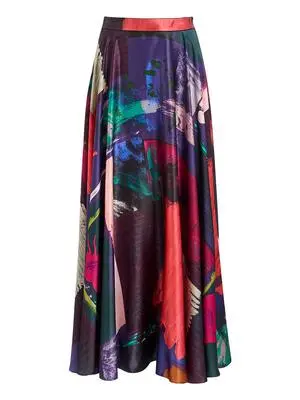 ROKSANDA Printed Silk-satin Midi Skirt - Multi Print