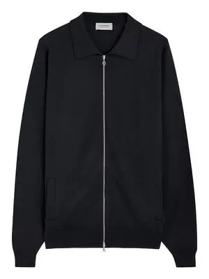 John Smedley Alston Wool Overshirt Jacket Navy
