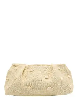 SENSI STUDIO Sisal Shell-embellished Straw Clutch - Natural