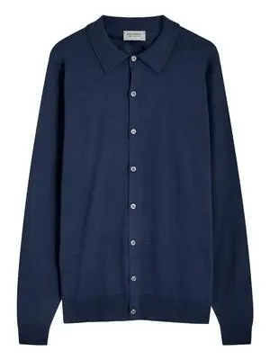 John Smedley Tibor Wool Cardigan - Navy